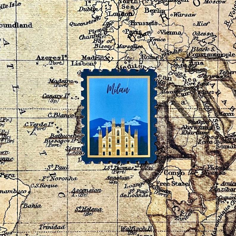 Milan Italy Sticker Stamp - Etsy