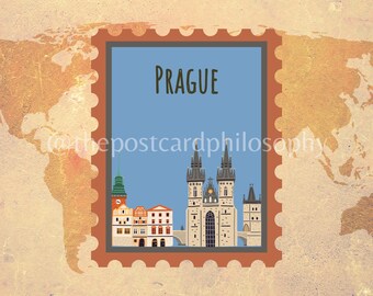 A5 Sticker Sheet Prague Landmarks Vinyl Stickers Czech Republic Beach ...