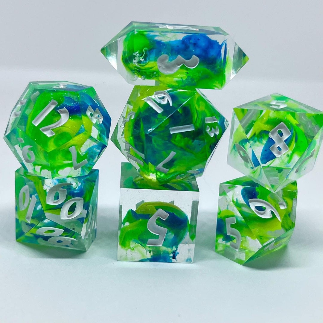 Watercolor - Handmade UV Reactive Resin Sharp-edge TTRPG Dice - Etsy