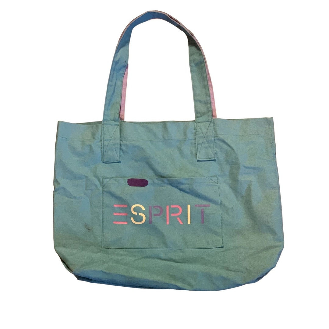Vintage Esprit Logo Cloth Tote Bag Teal READ - Etsy