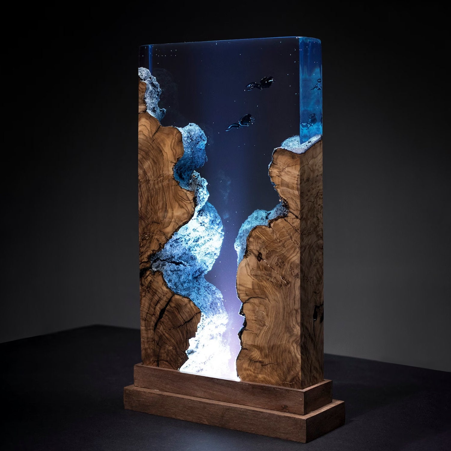 Diver, Scuba, Diving Epoxy Resin Wood Lamp, Scuba Gift, Ocean Theme ...