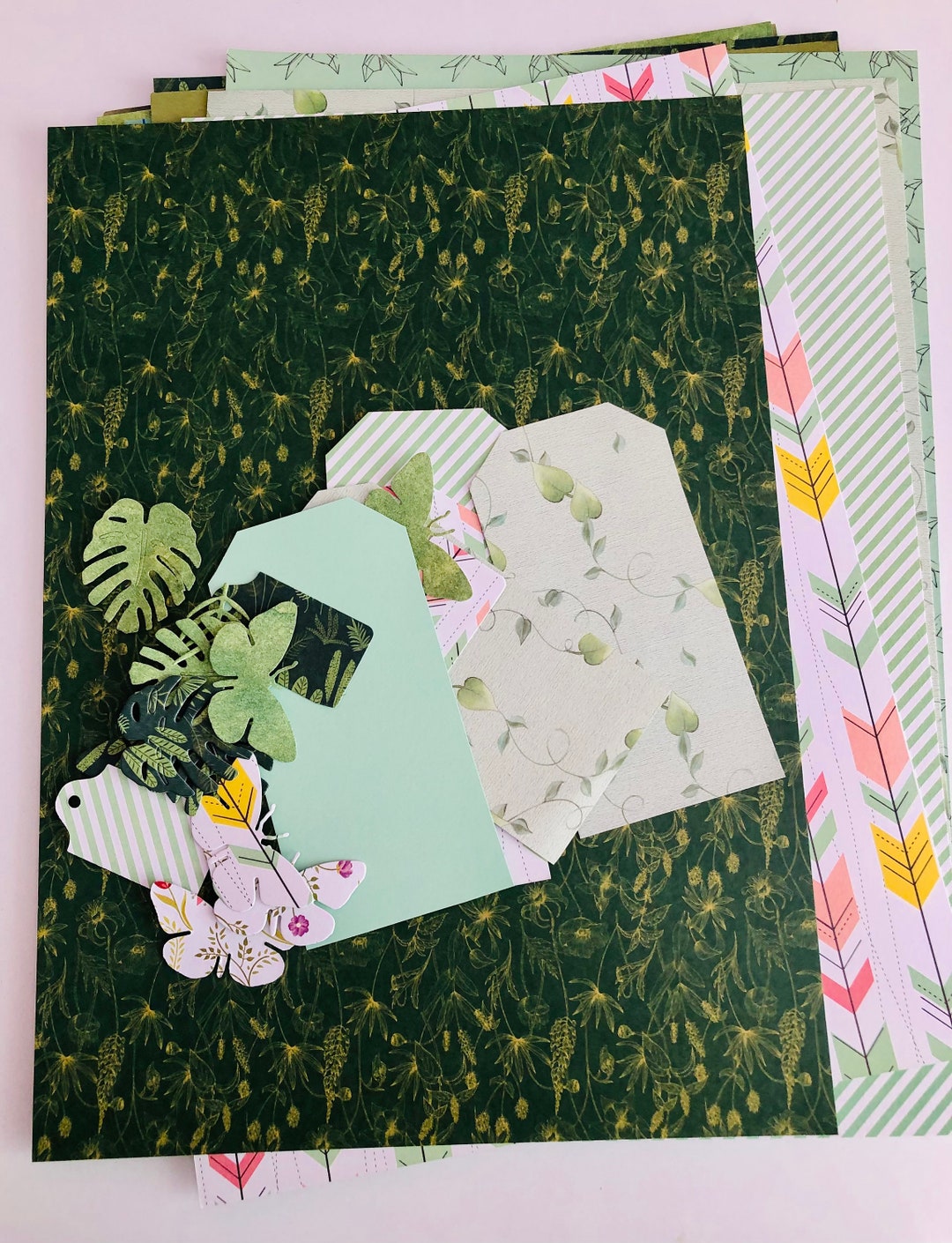 Green Scrapbooking Paper Bundle for Scrapbooks Journals and - Etsy