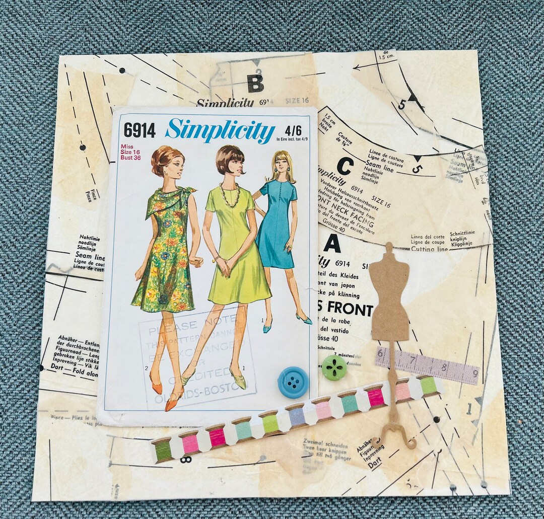 Vintage Sewing Pattern Collage Picture Handmade Original - Etsy