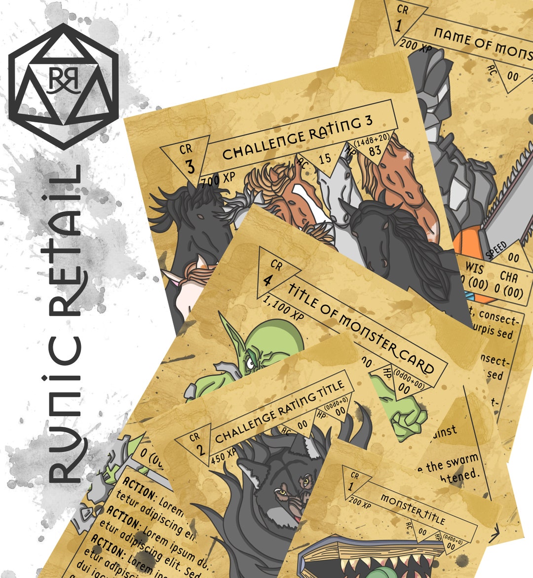 20x Random Encounter Cards (CR 1-5) for 5e Dungeons and Dragons - Etsy
