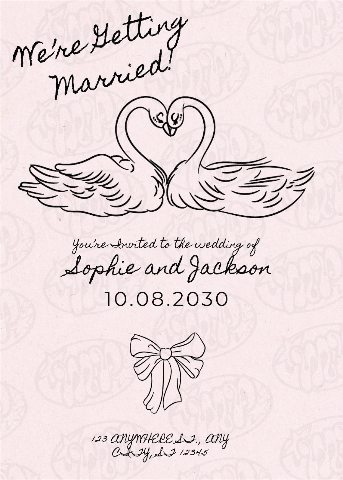 Romantic Swan-themed Wedding Invitation – Elegant and Vintage Coquette ...