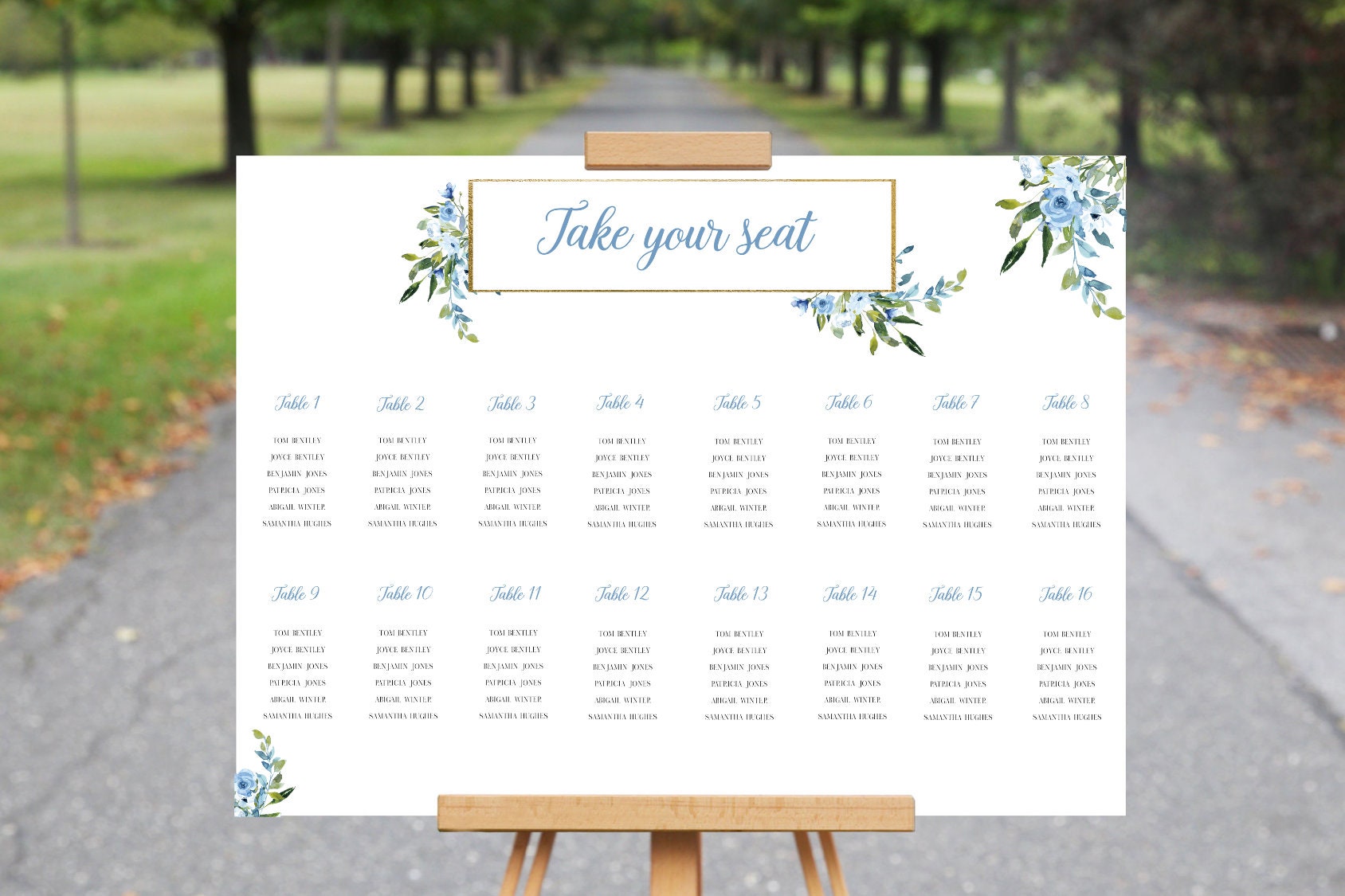 Blue Floral Greenery Spring Summer Wedding/rehearsal Dinner Seating ...