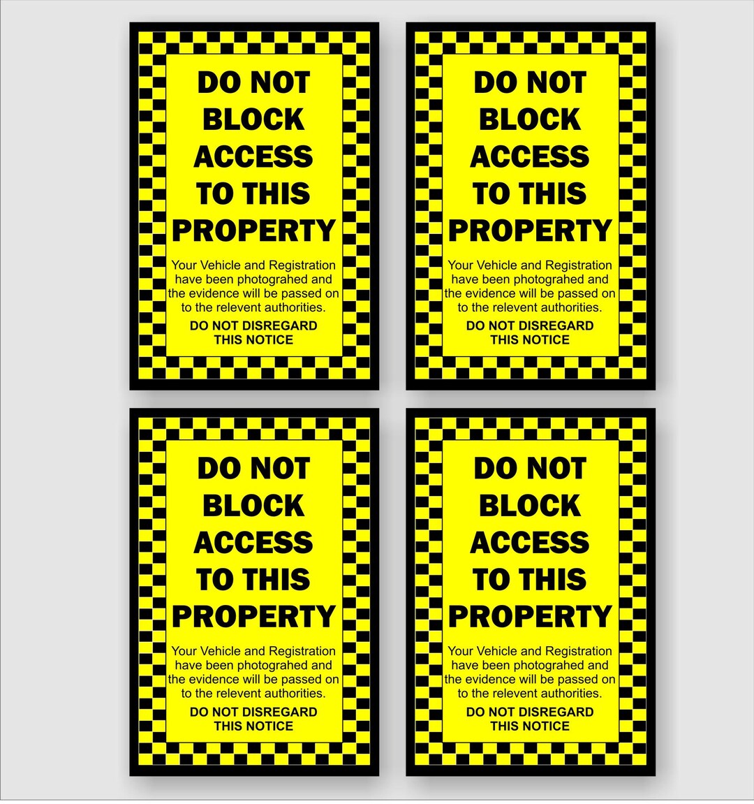 Do Not Block Access, Parking, School Run, Inconsiderate Printed ...