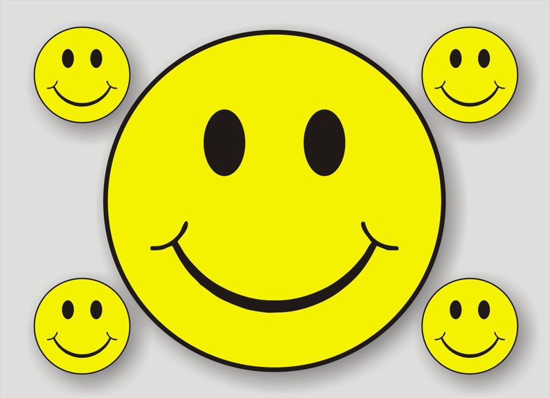 5x Happy, Smiley Face Emoji Vinyl Stickers, Decals. Waterproof and ...