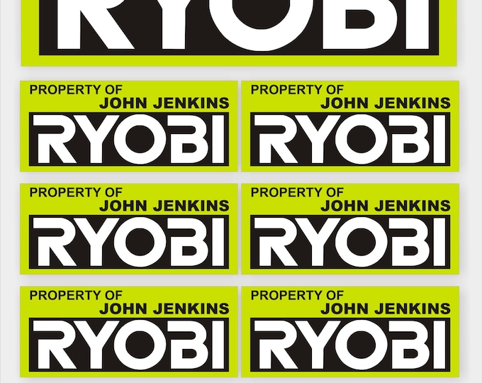 13x Ryobi Personalised Tool Stickers. Quality Vinyl, Waterproof ...