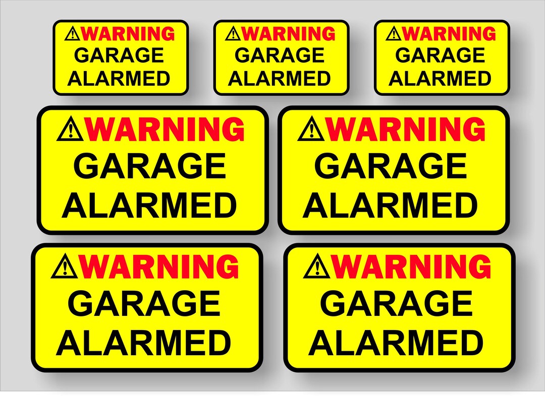 GARAGE ALARMED, Alarm, Stickers, Quality Waterproof Vinyl, Laminated ...