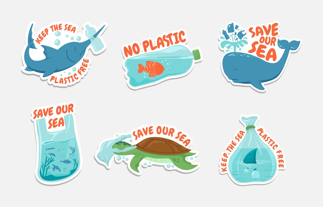 Six Save Our Oceans From Plastics Stickers / Decals - Etsy