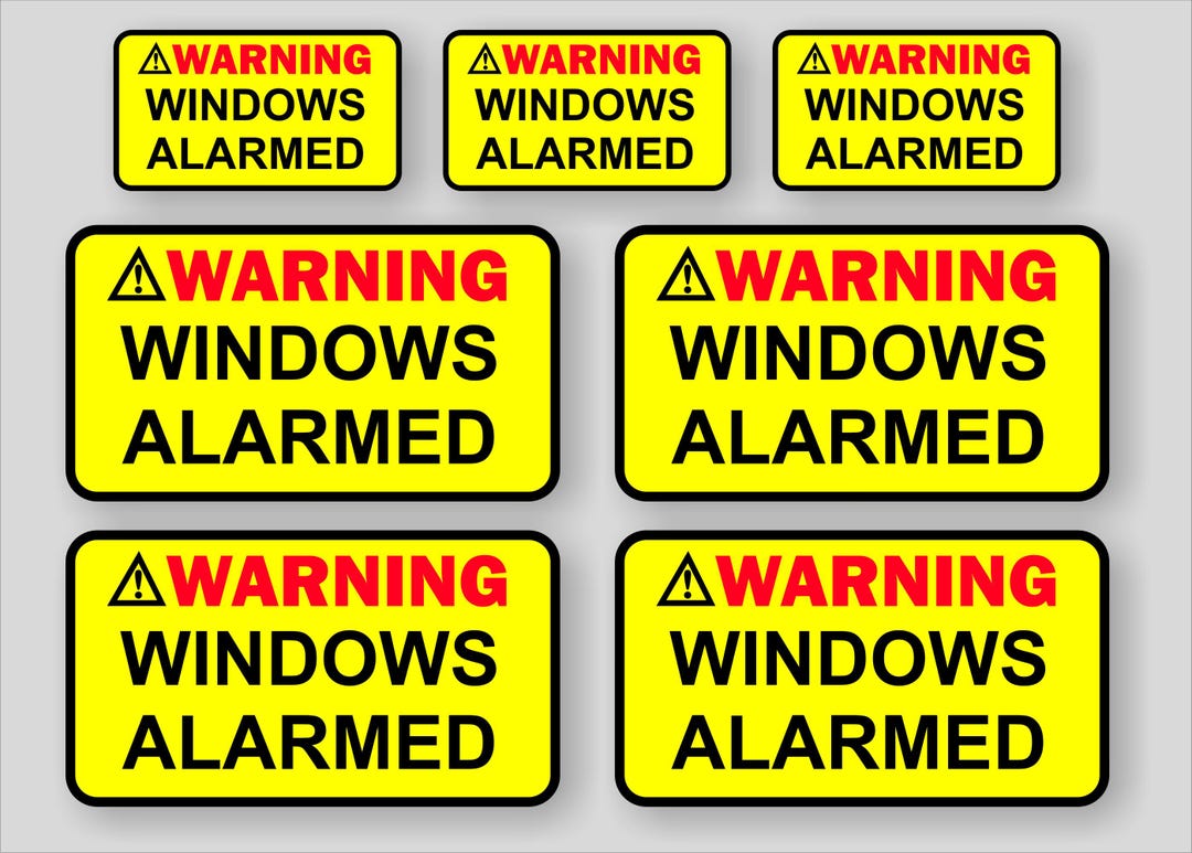 WINDOWS ALARMED, Alarm, Stickers, Quality Waterproof Vinyl, Laminated ...