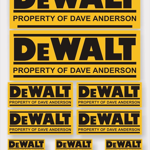 12x Personalised Dewalt Stickers Three Sizes. Laminated for - Etsy