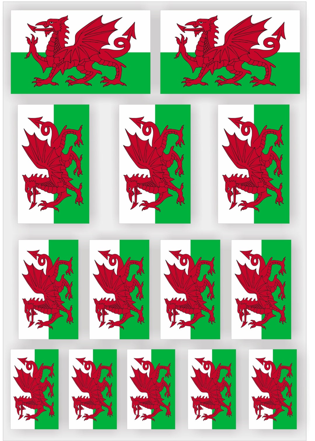 14 X Welsh Flag Stickers / Decals. Laminated for Protection ...