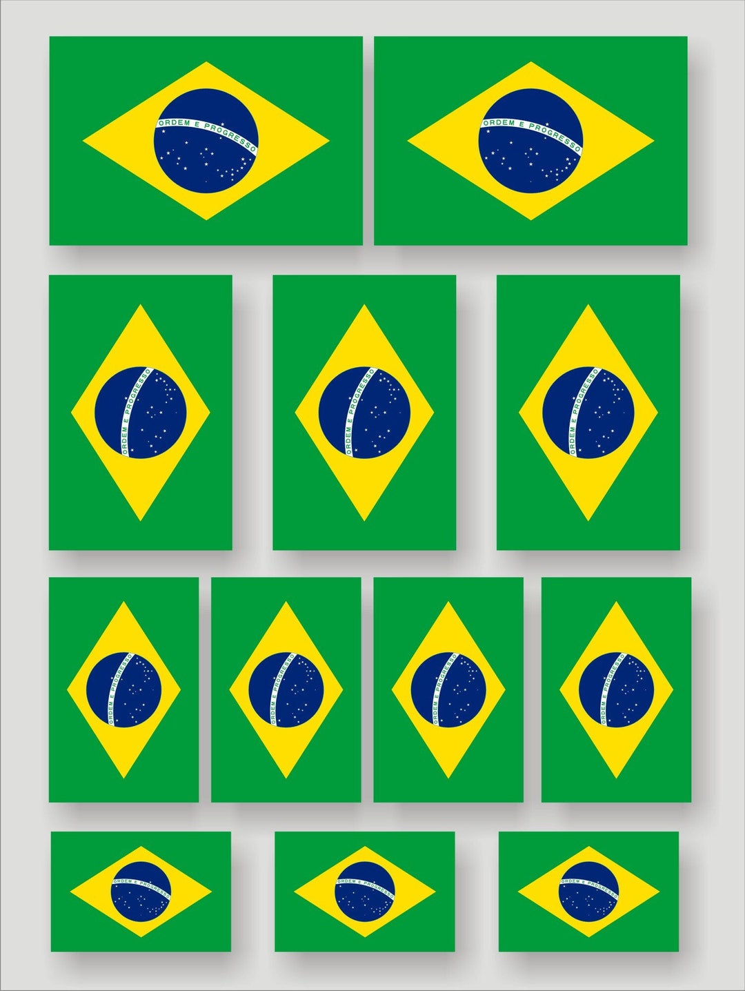 12x Brazilian Flag, Quality Vinyl Stickers / Decals, Laminated for ...