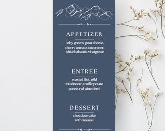 Menu Template, 4x9 Minimalist Modern Wedding Dinner Menu, Reception ...