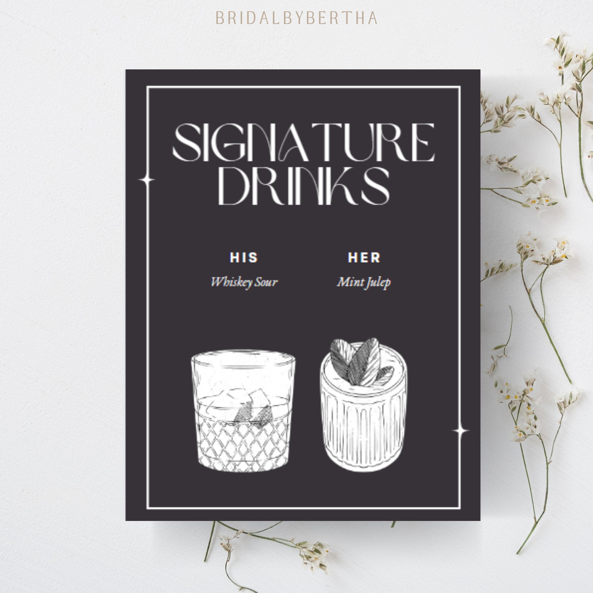 Signature Drink Template, Wedding Drink Sign, His and Hers Drink Bar ...