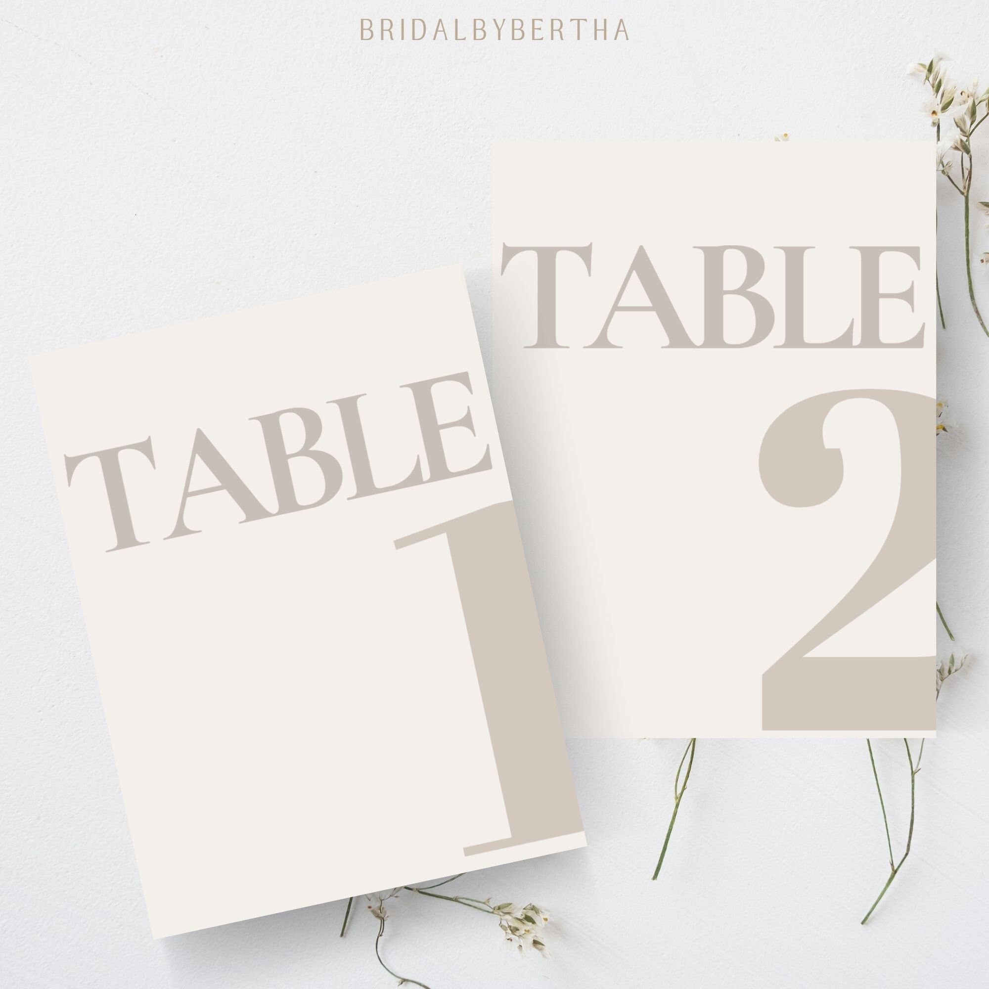 Table Number Template, Minimalist Wedding Table Number Template, Simple ...
