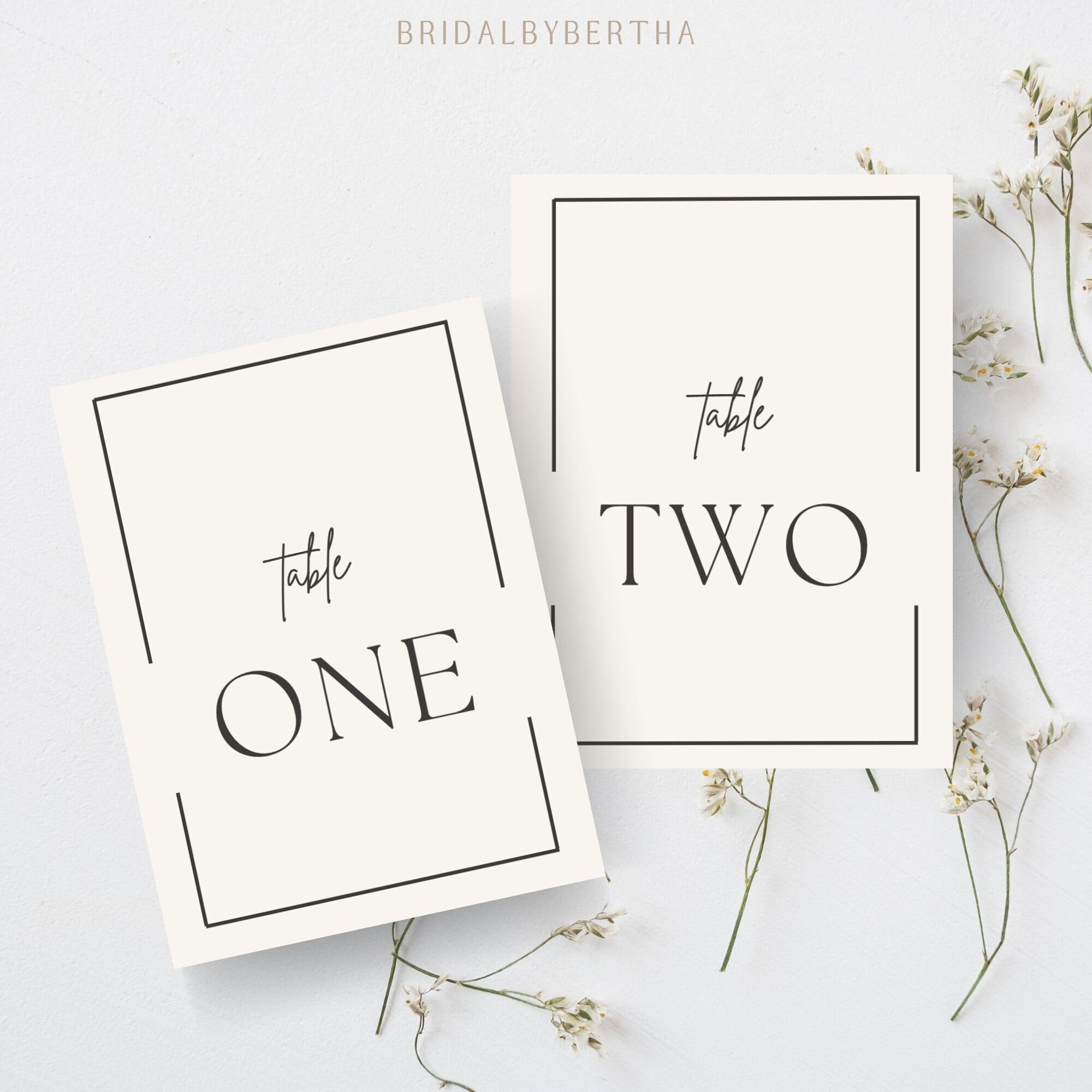 Table Number Template, Minimalist Wedding Table Number Template, Simple ...