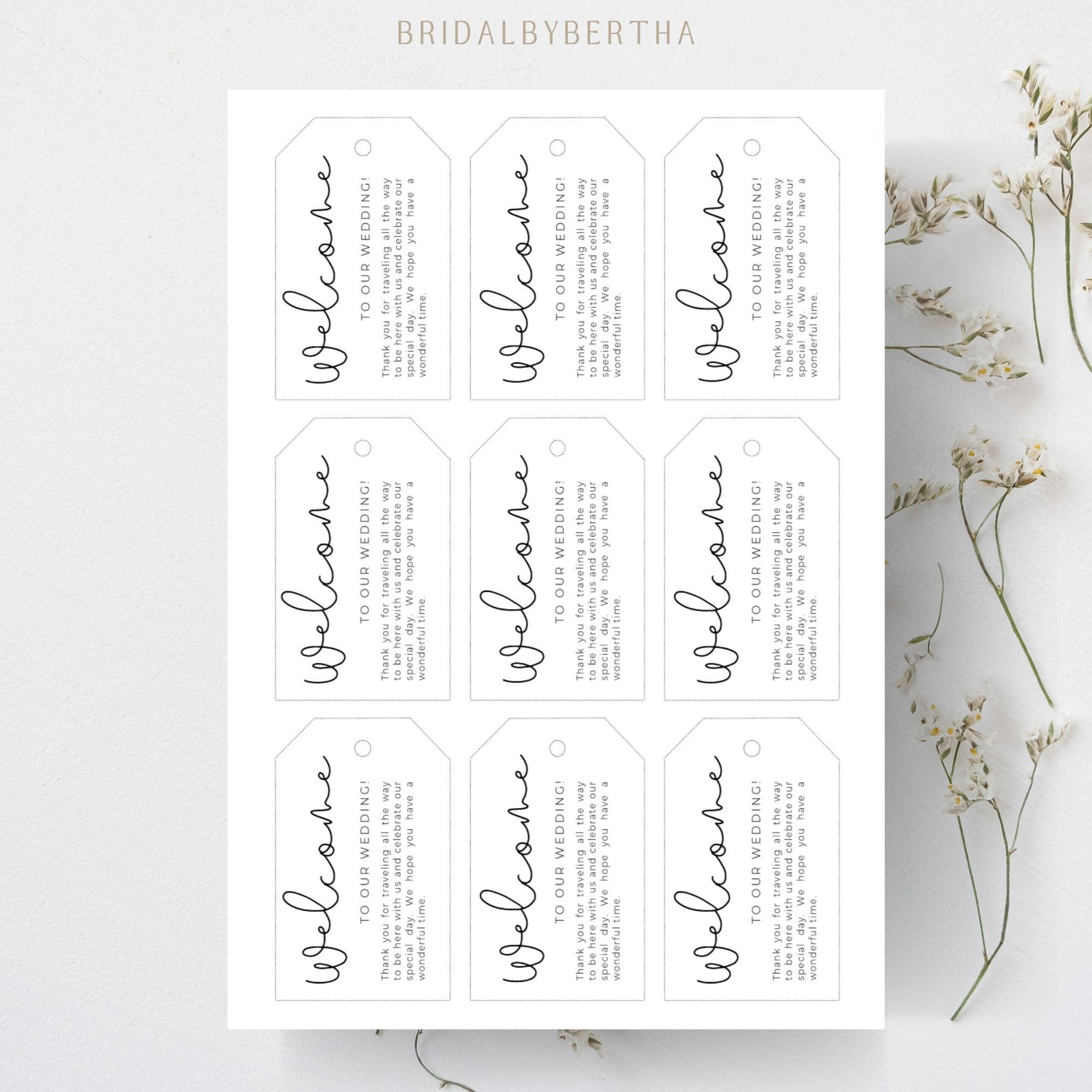 Wedding Welcome Tag Template, Welcome to Our Wedding Tags, Printable ...