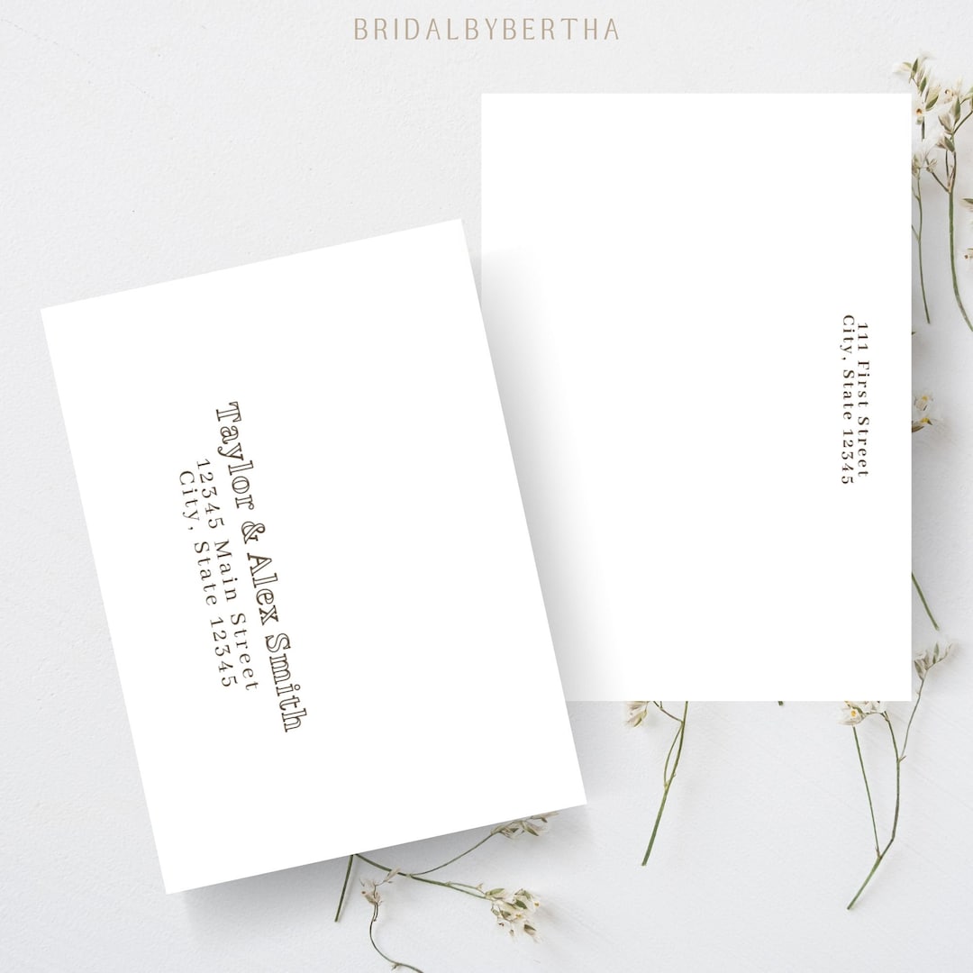Envelope Template, 5x7 Wedding Invitation, Minimalist and Modern Font ...