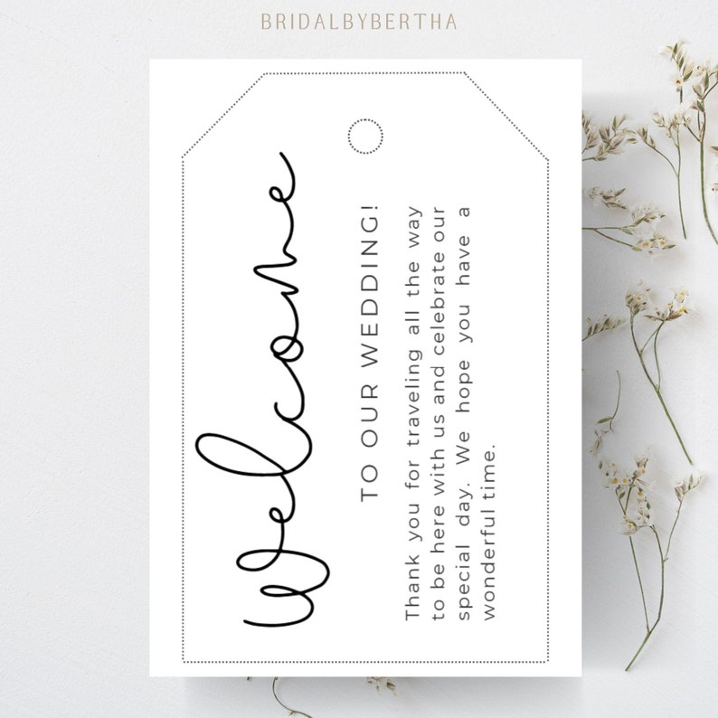 Wedding Welcome Tag Template, Welcome to Our Wedding Tags, Printable ...