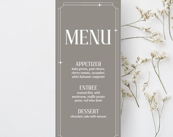 Menu Template, 4x9 Minimalist Modern Wedding Dinner Menu, Reception ...