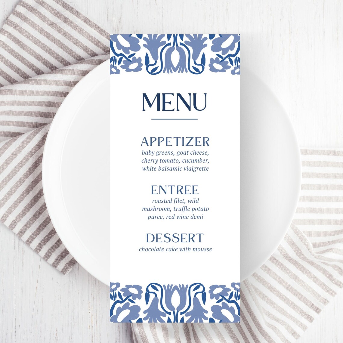 Menu Template, 4x9 Minimalist Modern Wedding Dinner Menu, Reception ...