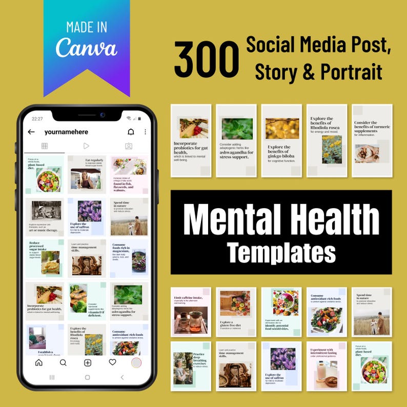 Mental Health Instagram Templates, Social Media Posts (canva) - Etsy