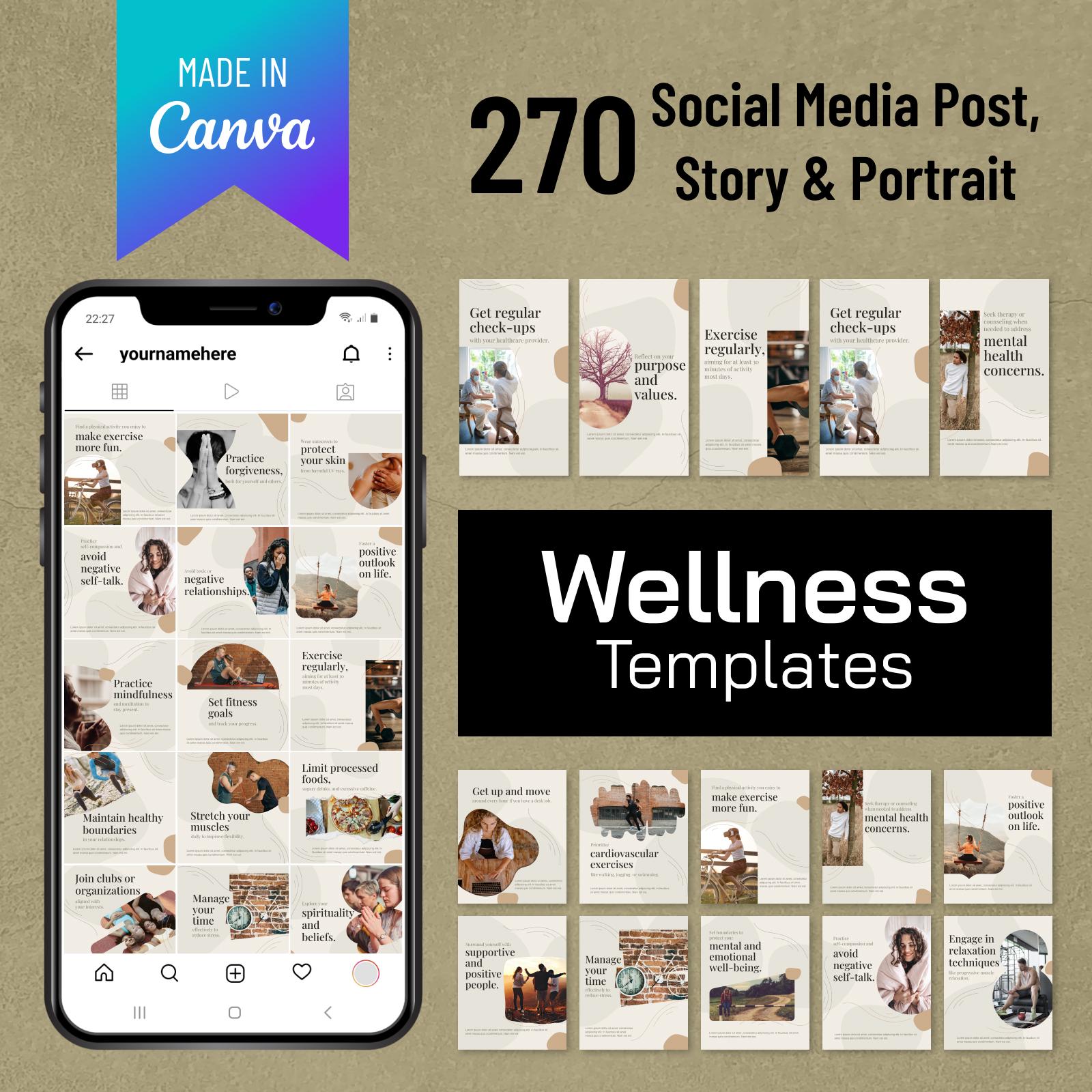 Wellness Instagram Post Template Health Social Media Template Fitness ...