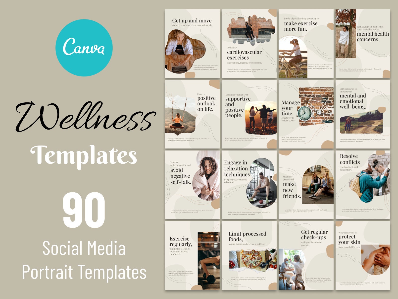Wellness Instagram Post Template Health Social Media Template Fitness ...