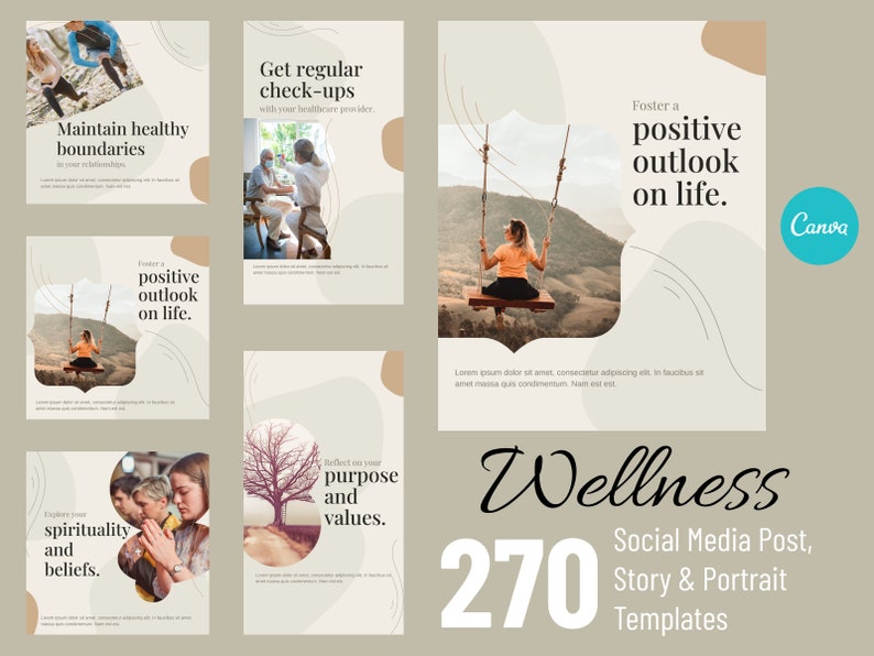 Wellness Instagram Post Template Health Social Media Template Fitness ...