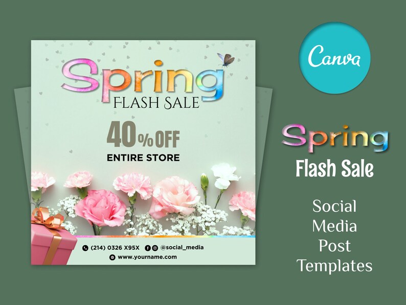 Spring Flash Sale Flyer, DIY Canva Editable Beauty Business Flyers ...