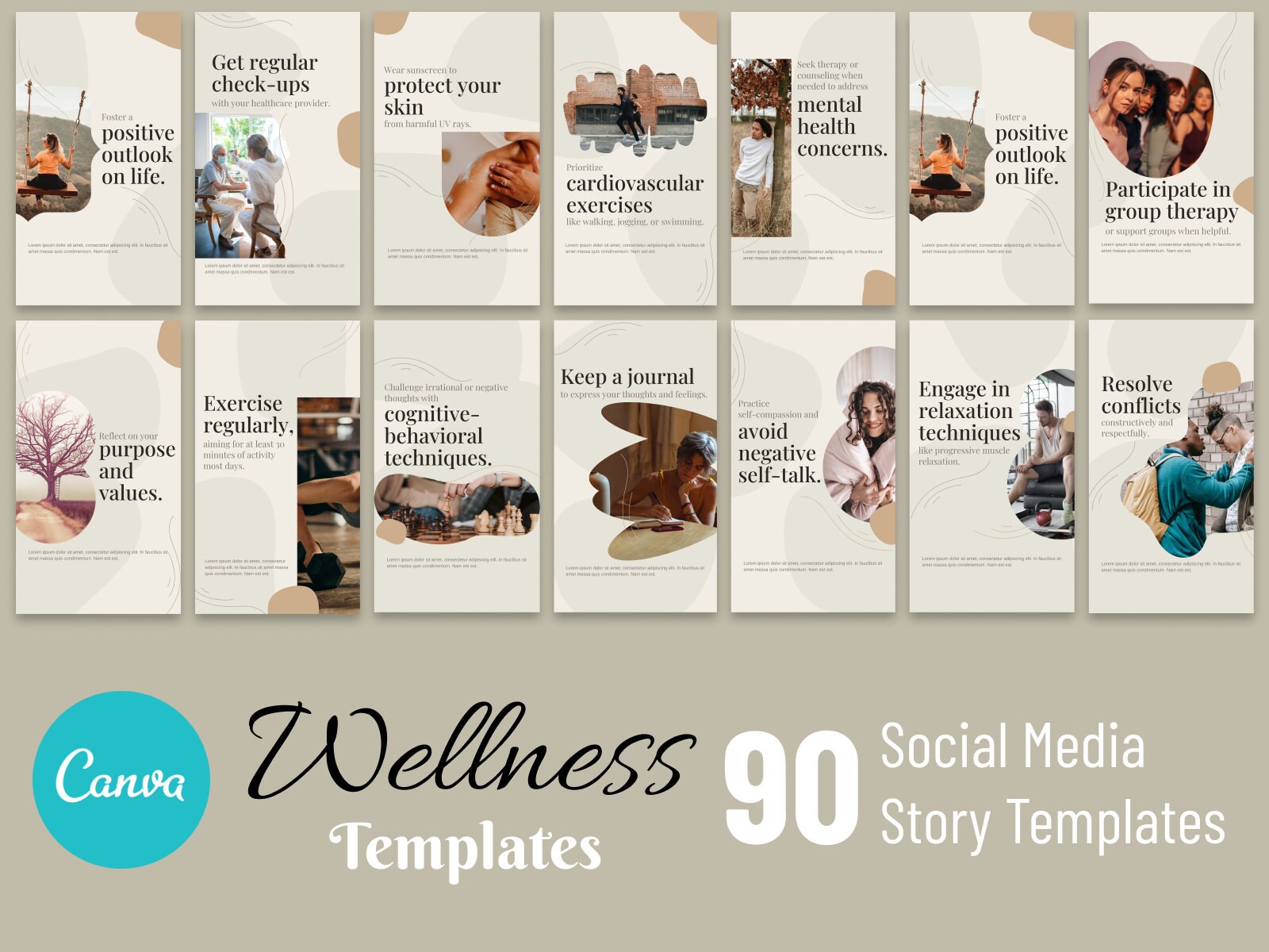 Wellness Instagram Post Template Health Social Media Template Fitness ...