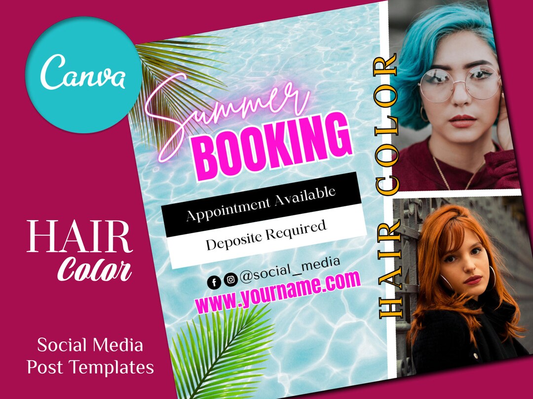 Summer Booking Flyer, Hair Appointment Flyer, June Booking Flyer, Salon ...