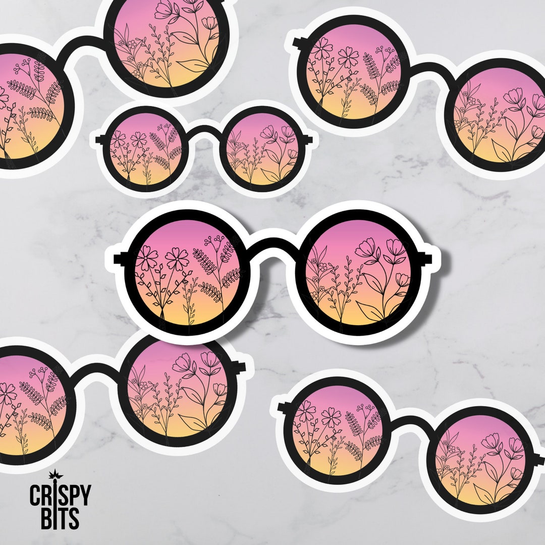 Sunglasses Sticker | Floral Sticker | Sunset | Summer | Fun Sticker ...