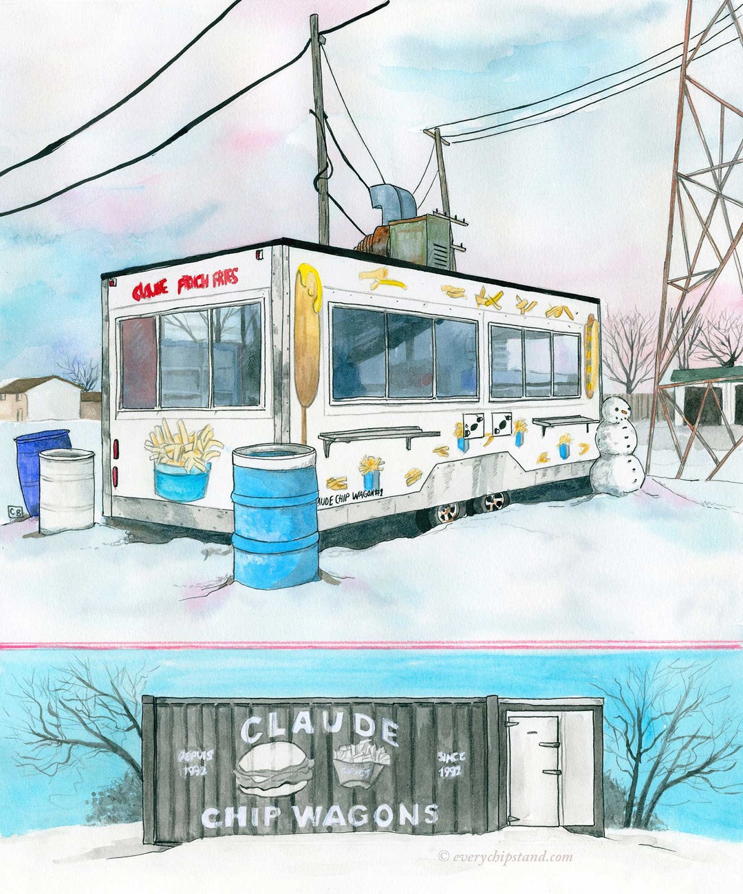 Claude's Chip Wagon - Ottawa, Ontario - 11 X 17" Archival Print of Chip ...