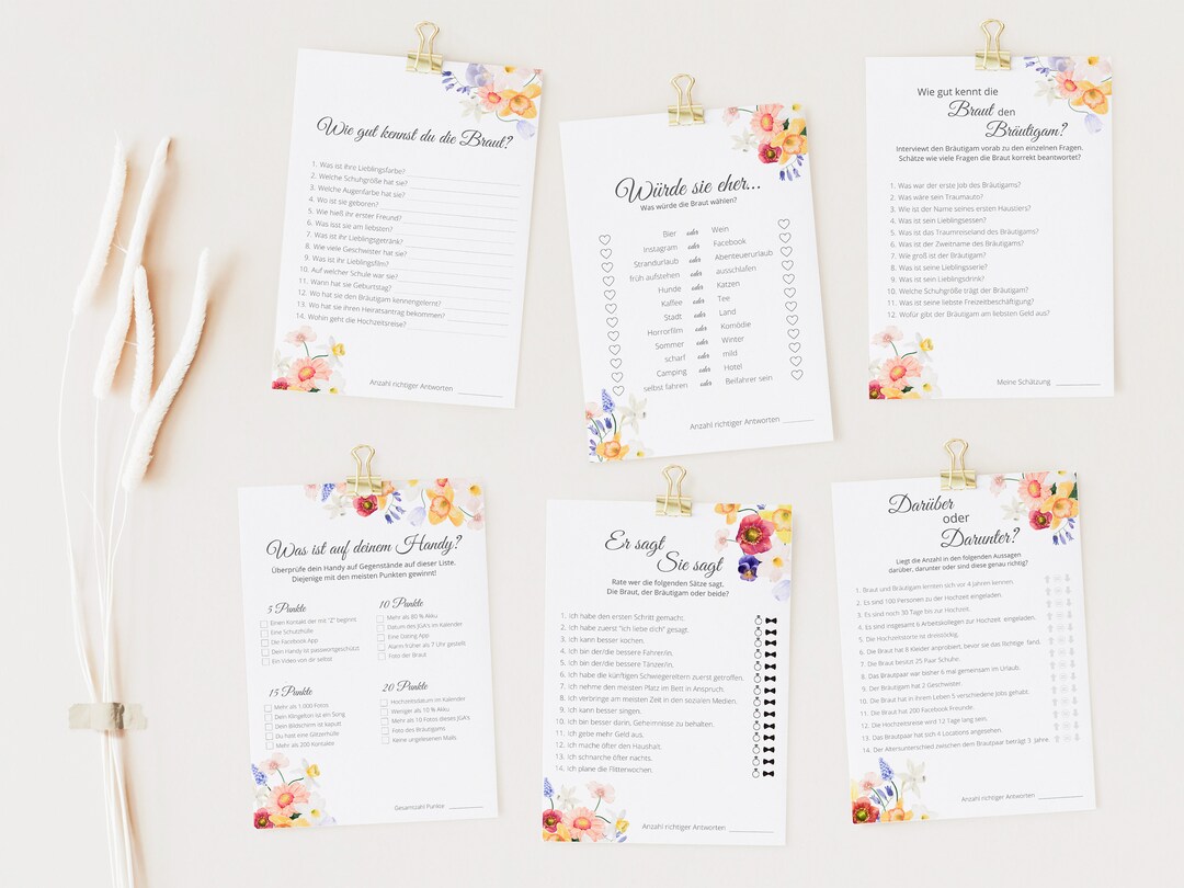 JGA Game Set to Print Out, Six Game Templates, Hen Party Game Set ...