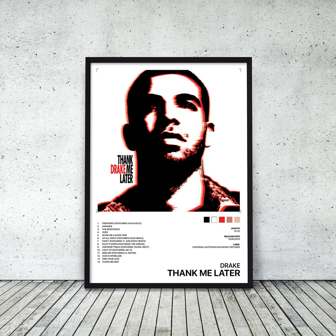 Drake Thank Me Later Album Cover Poster Print Music Wall Art | Etsy
