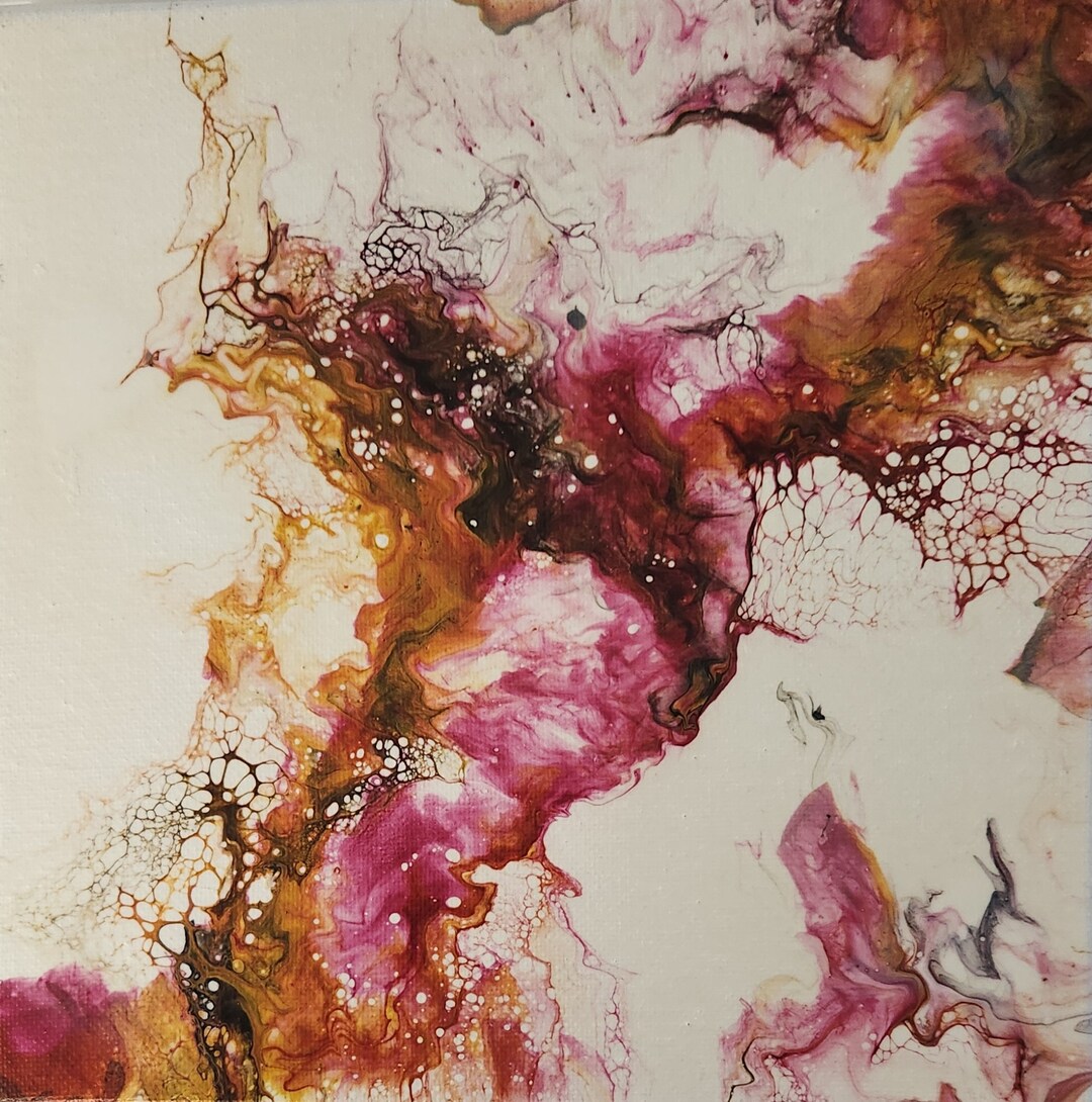 Set of 2. 8 X 8 Wall Art. nebula Colors. Mixed Media, Acrylic Paint ...