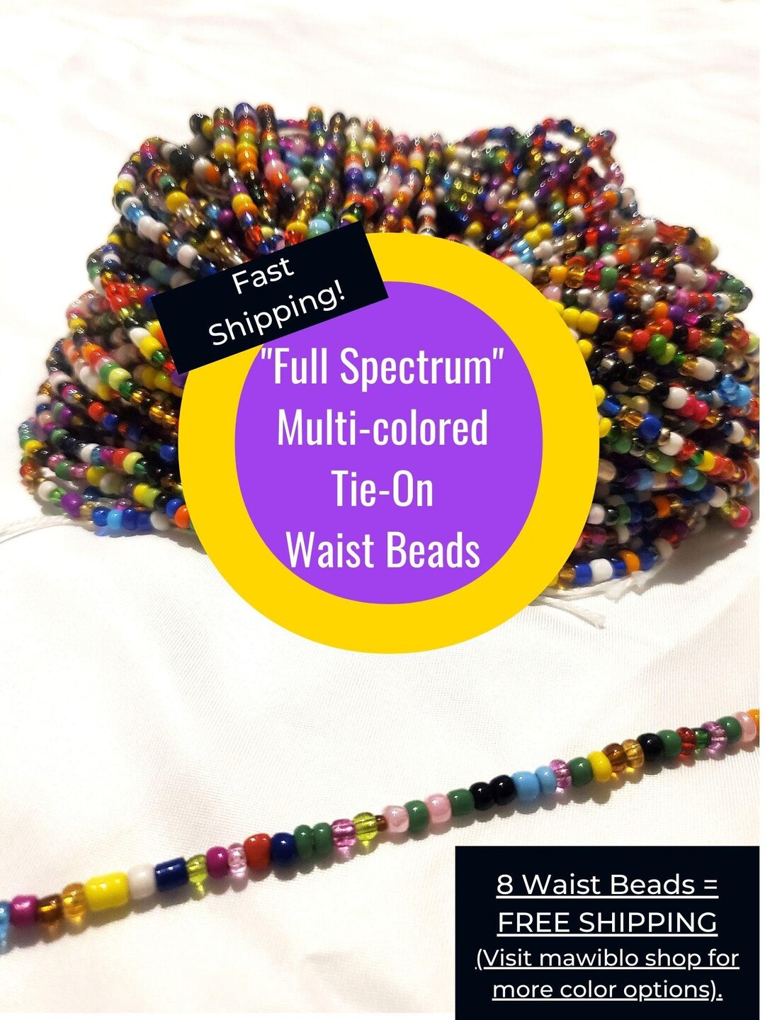 Multi-color "full Spectrum" Tie-on African Waist Beads - Etsy