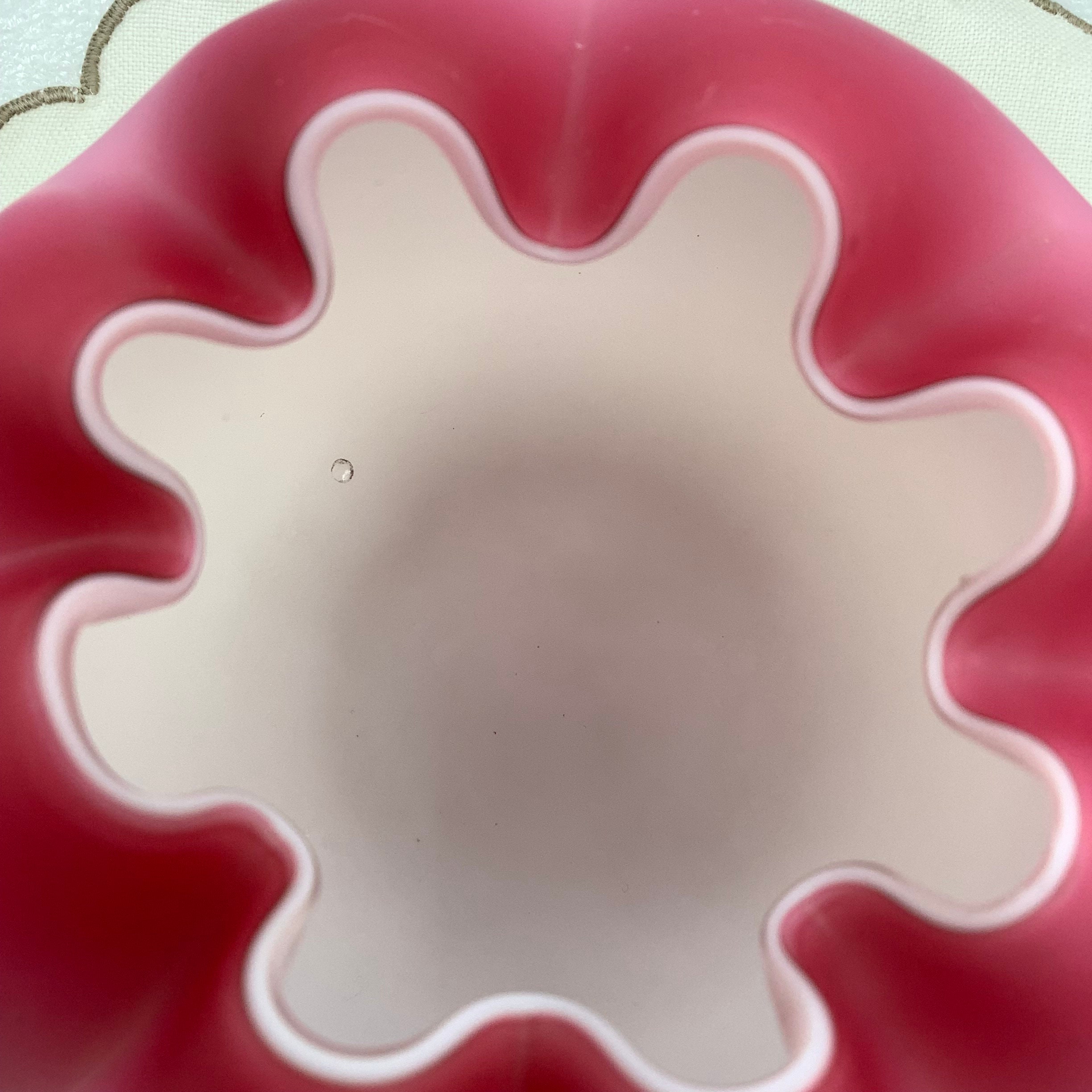 Vintage Pink Satin Crimped Art Glass ROSE BOWL - Etsy