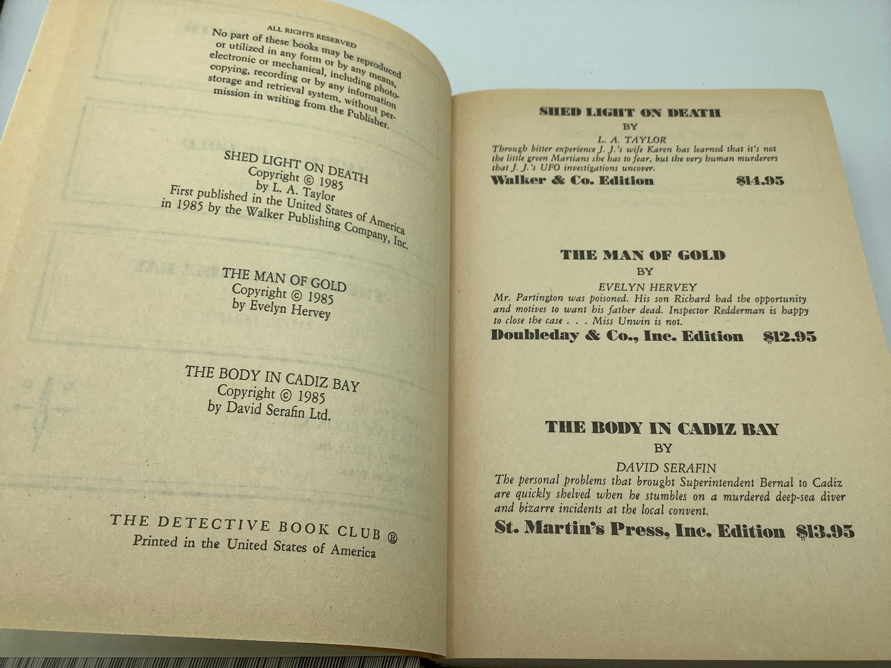 The DETECTIVE BOOK CLUB. 3-in-1 Mystery Omnibuses Published by Walter J ...