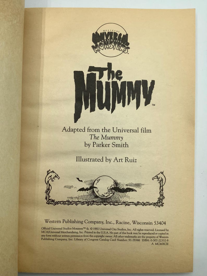 1992. THE MUMMY (official Universal Studios Monsters Presents). With ...
