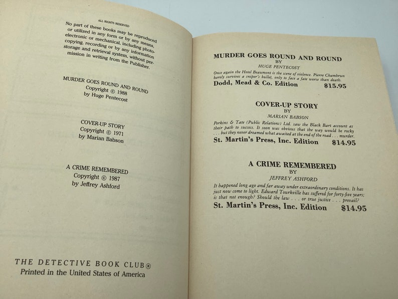 The DETECTIVE BOOK CLUB. 3-in-1 Mystery Omnibuses Published by Walter J ...