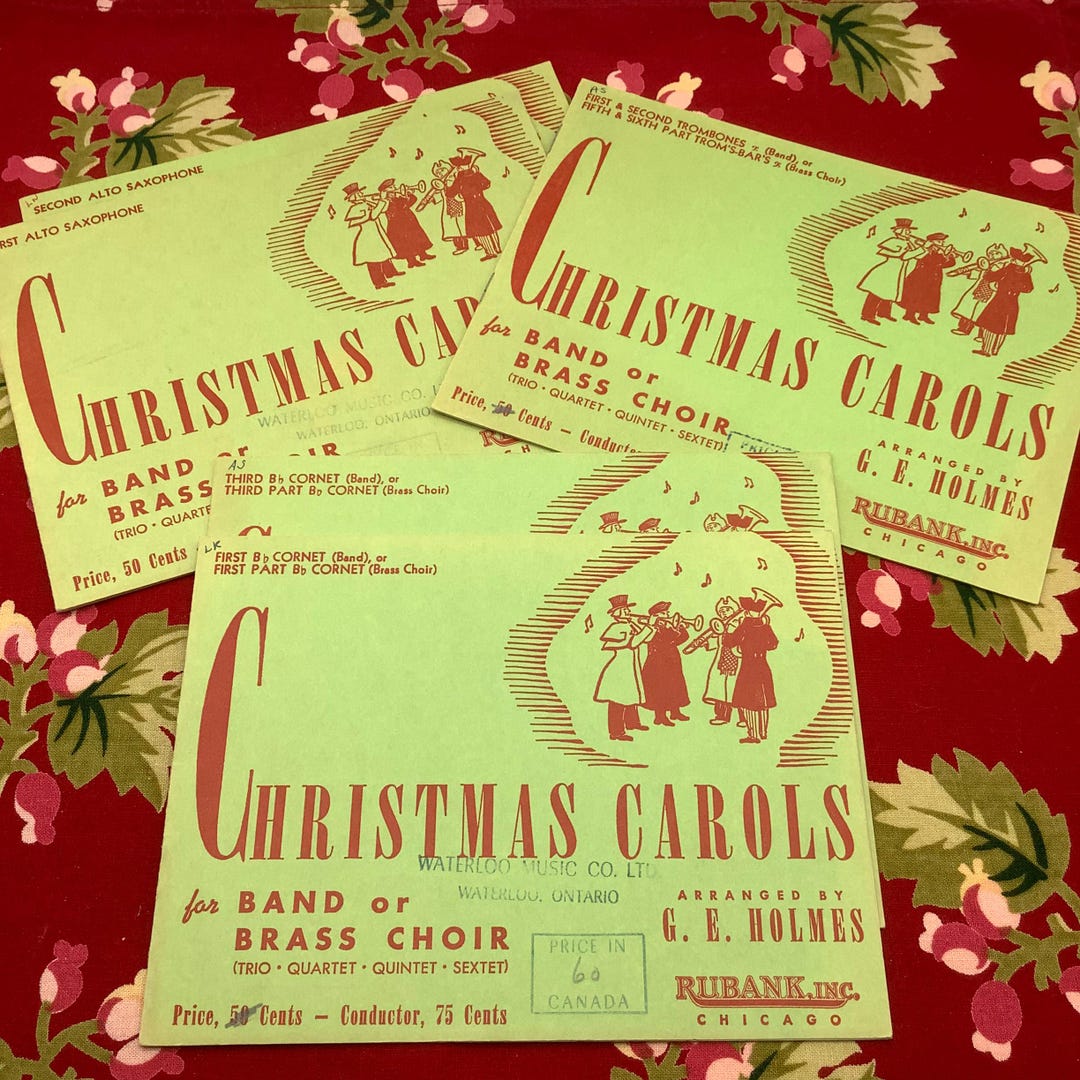 1940'S Sheet Music. 5 RUBANK CHRISTMAS CAROLS for Band or Brass Choir ...
