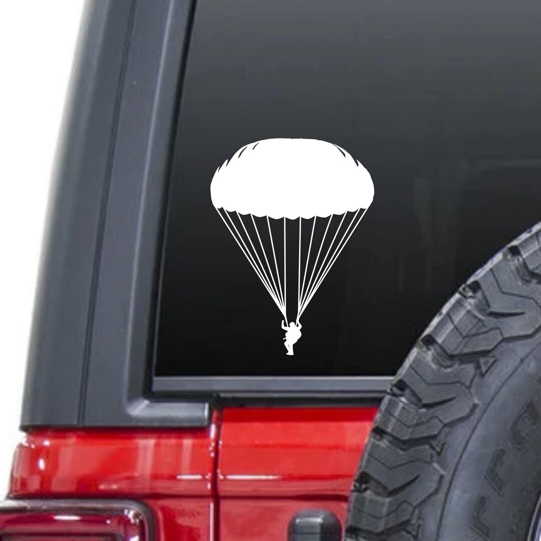 Paratrooper Parachute With Pack, Waterproof Vinyl Decal Sticker for ...
