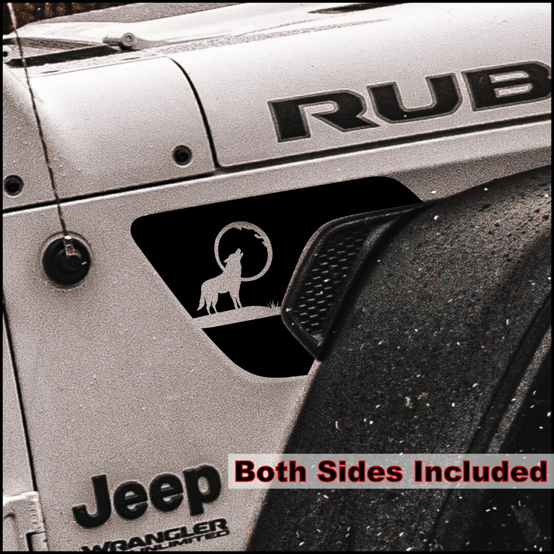 Wolf Howling Full Moon Fender Vent Decals, Both Sides, Fits Wrangler JL ...
