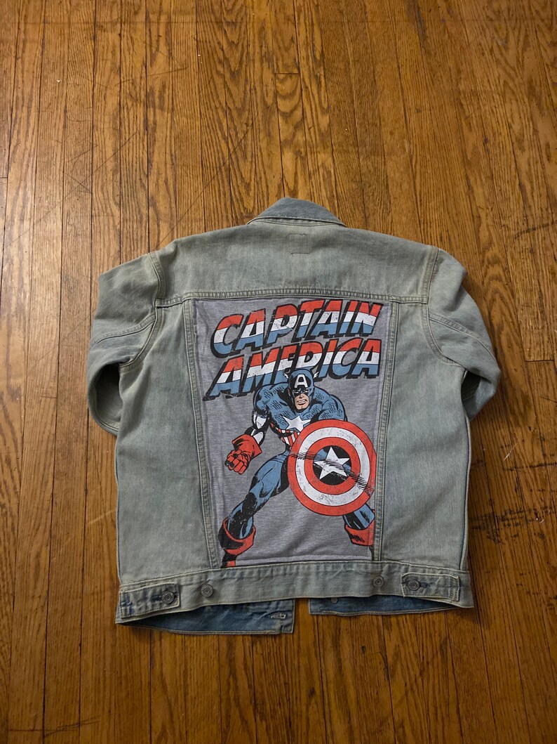 Captain America Denim Jacket - Etsy