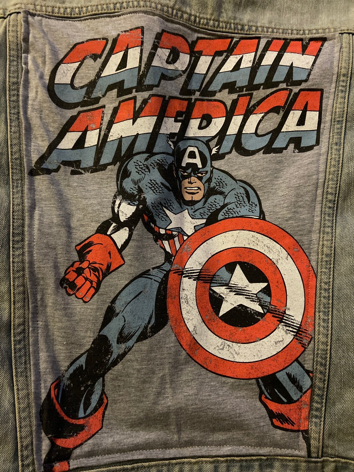 Captain America Denim Jacket - Etsy
